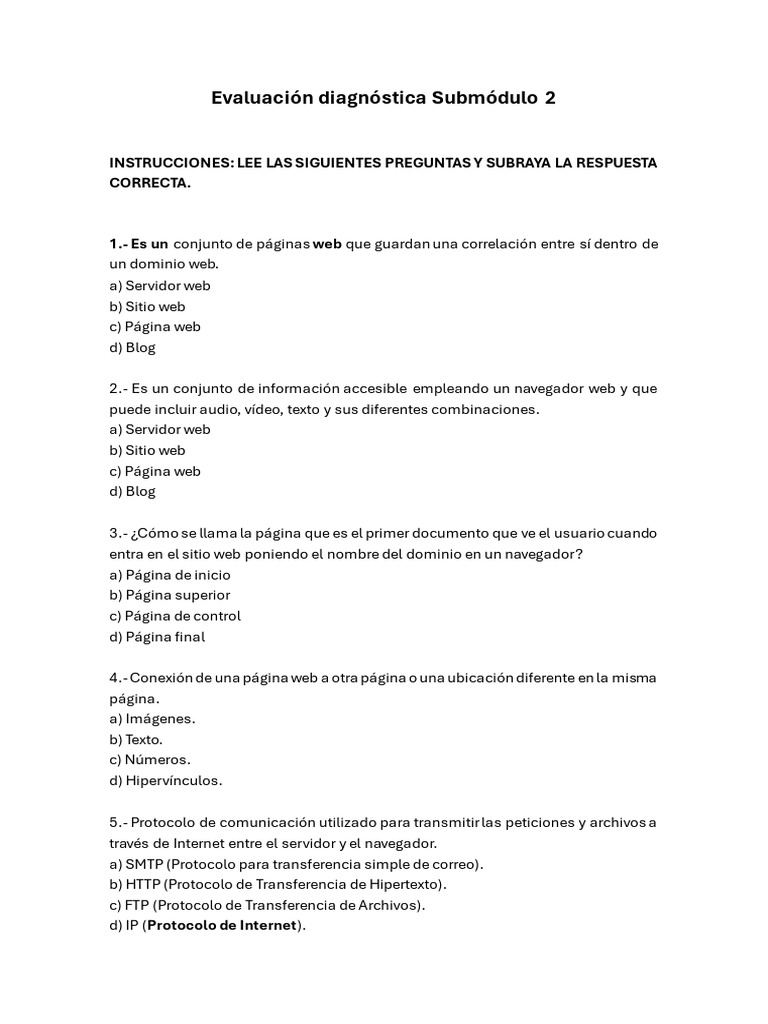 TIC'S4-Evaluación Diagnóstica Submódulo 2 | PDF