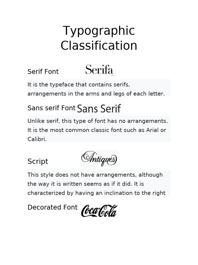Typographic Classification | PDF