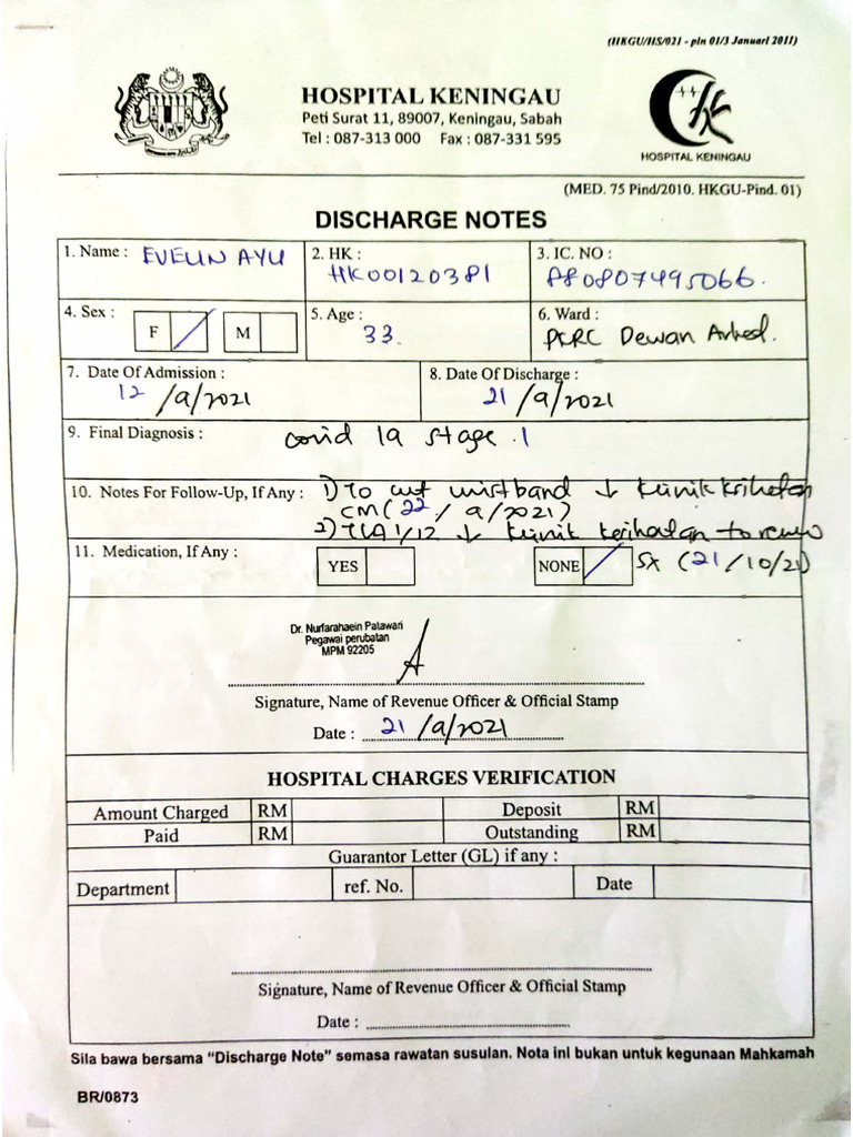 Discharge Notes | PDF