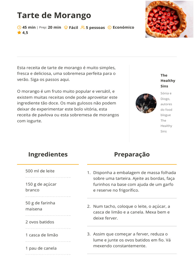 Tarte de Morango Simples | Receitas | Continente | PDF