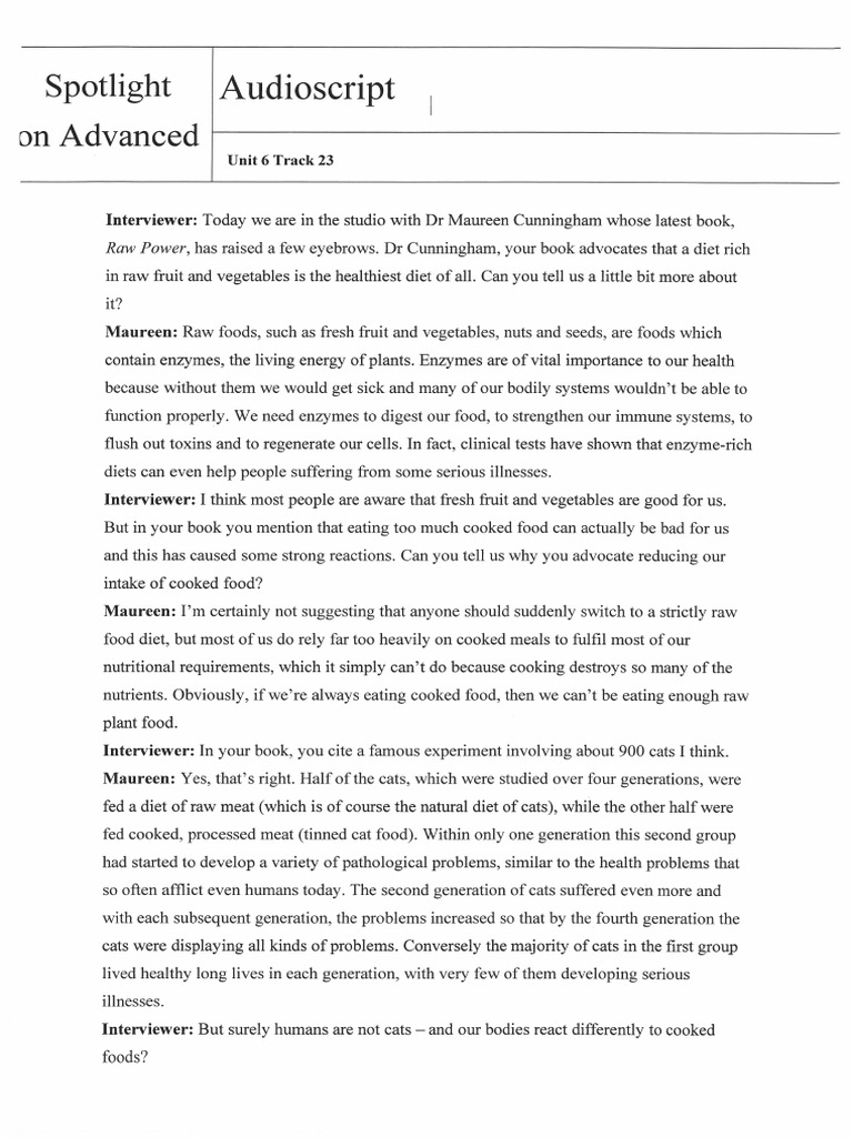 Raw Food Spotlight On Advanced | PDF