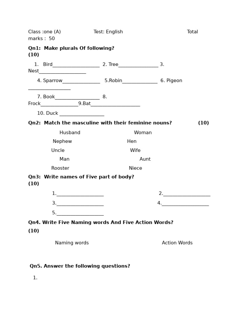 One A English Paper | PDF