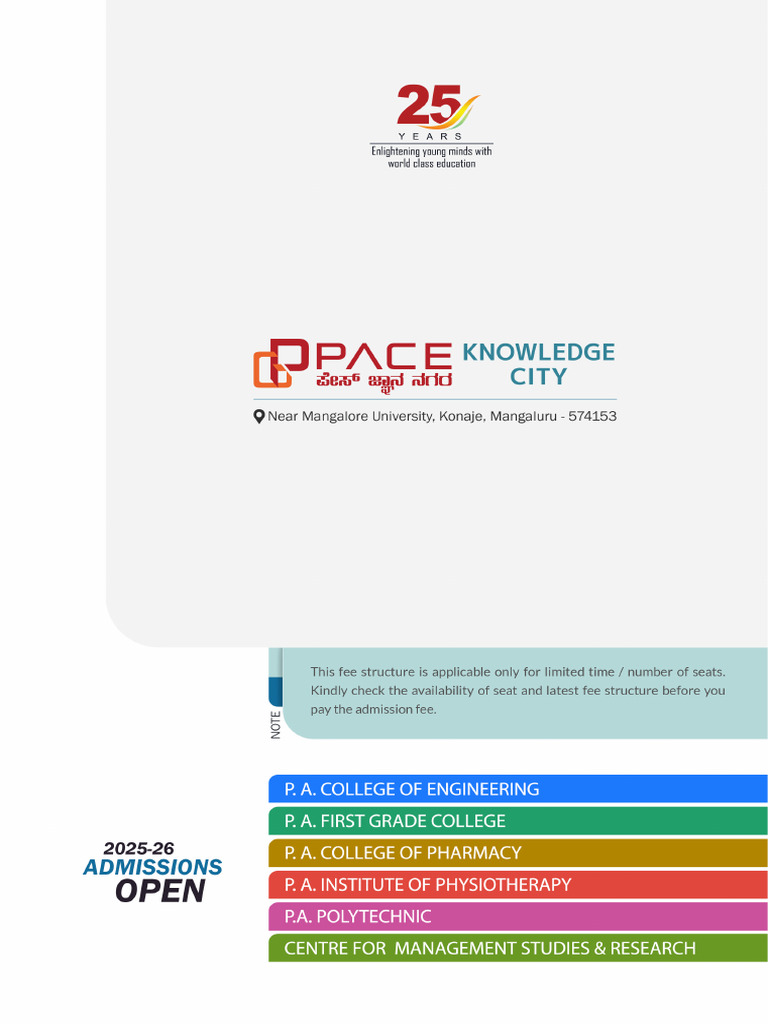 PACE Knowledge City 2025 Fee Structure | PDF