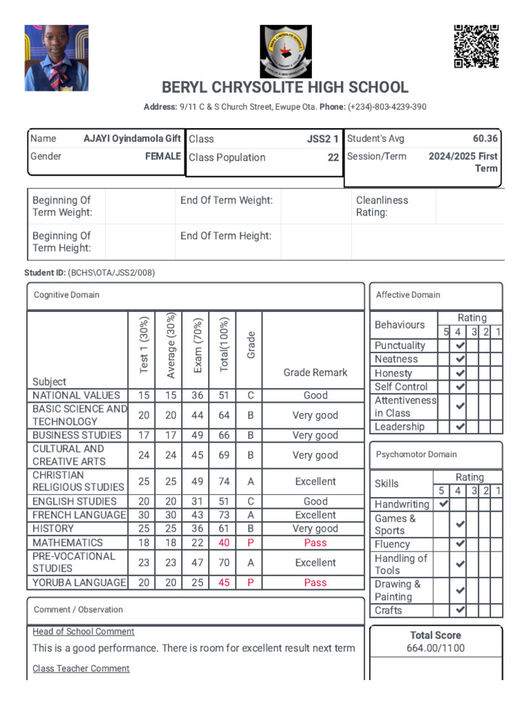 EDUTAMS - Student Reportsheet | PDF | Cognition | Cognitive Science