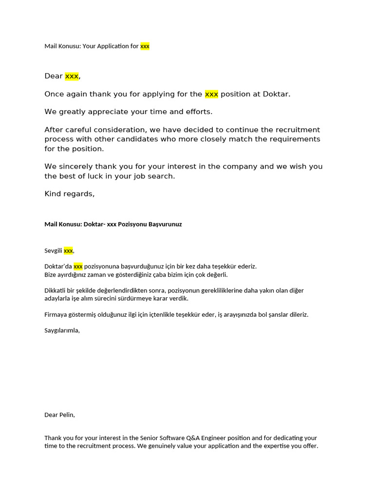 Rejection Letter | PDF