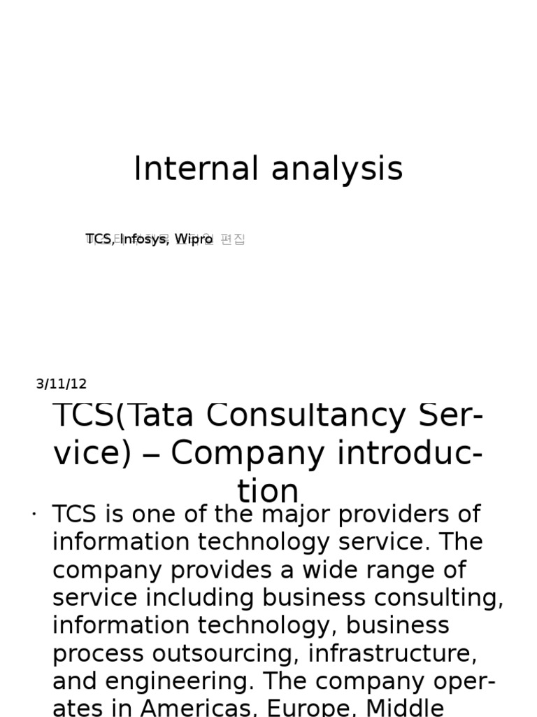 Internal TCS Infosys, Wipro | Swot Analysis | Business