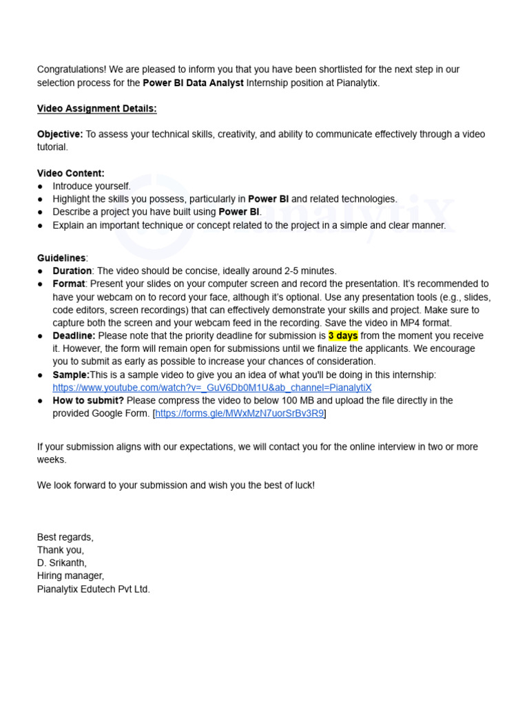 Power BI Data Analyst Assignment Instructions | PDF