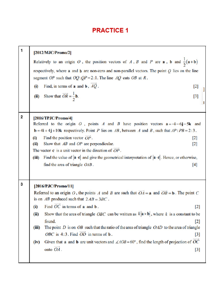 Vectors - Practice | PDF