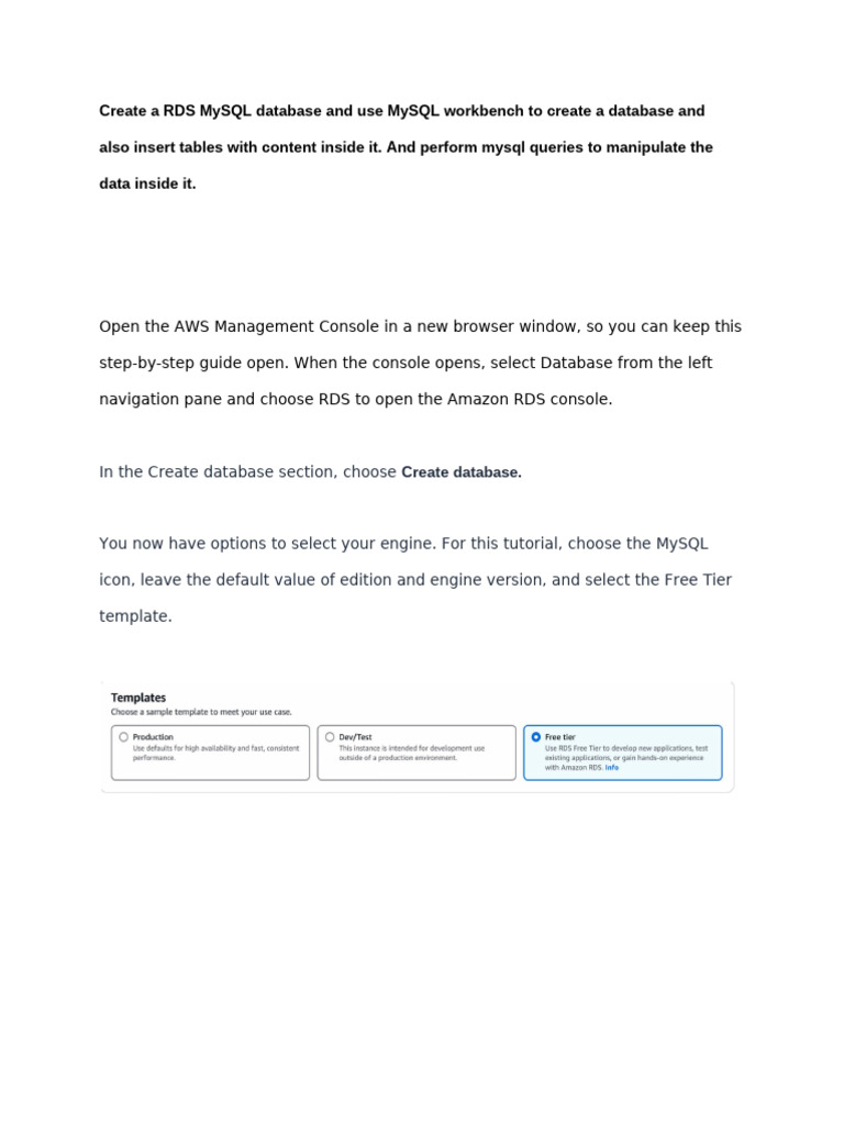 Create A RDS MySQL Database and Use MySQL Workbench To Create A Database and Also Insert Tables ...