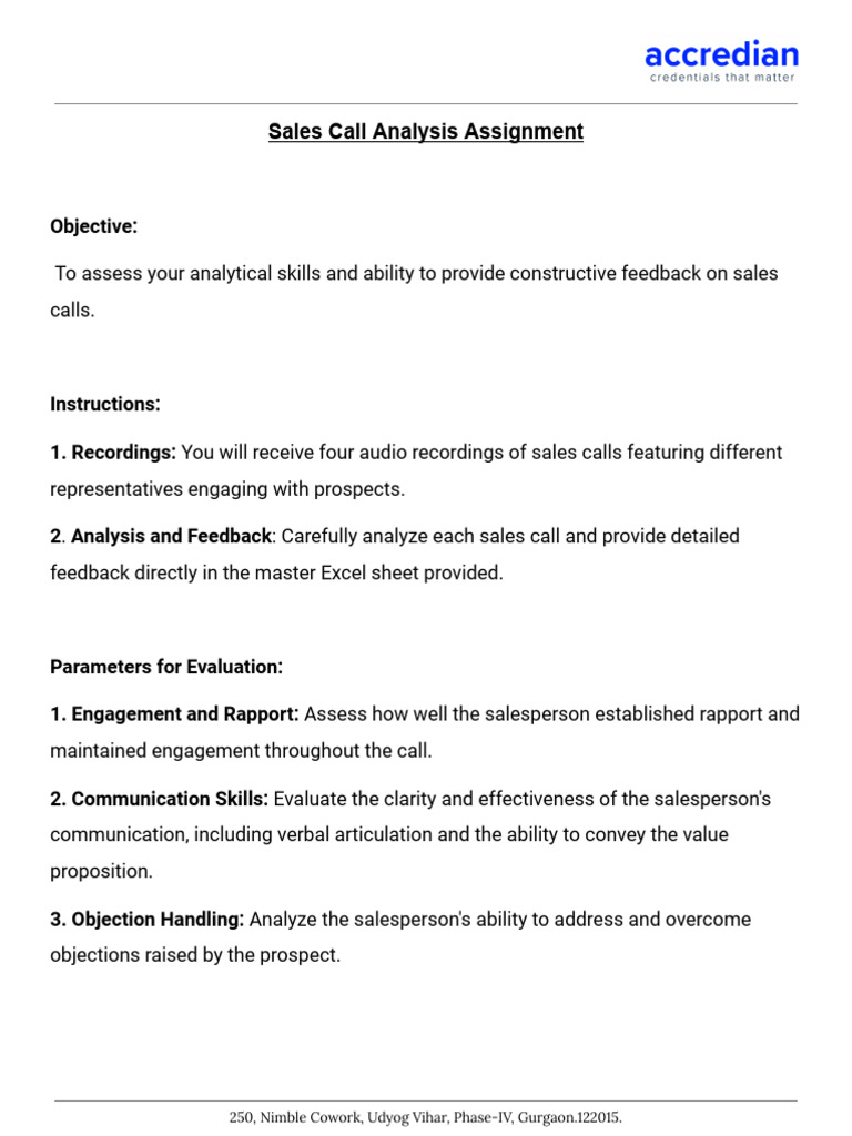 Sales Call Quality Audit Guide | PDF