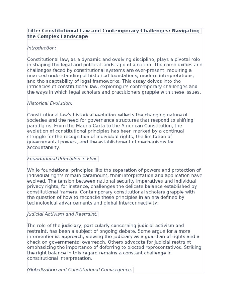 Contemporary Challenges in Constitutional Law | PDF | Governance | Rights