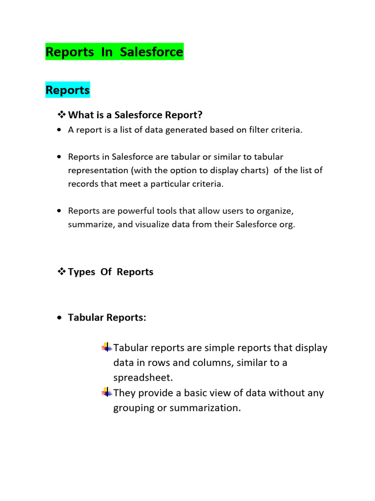 Salesforce Report Types and Builder Guide | PDF | Spreadsheet | Data ...