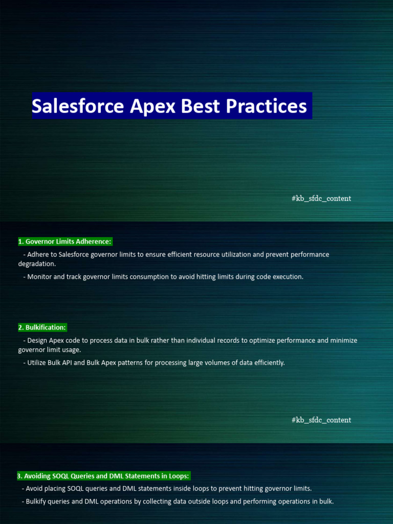 Salesforce Apex Best Practices 1713184380 | PDF | Program Optimization | Software Development