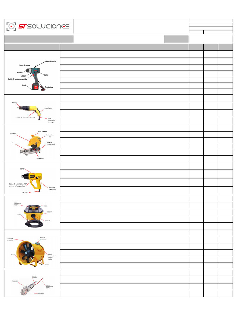 Sol Hse P 06 F 18 Inspeccion Pre Uso Herramientas Electricas | PDF | Aislador (Electricidad ...