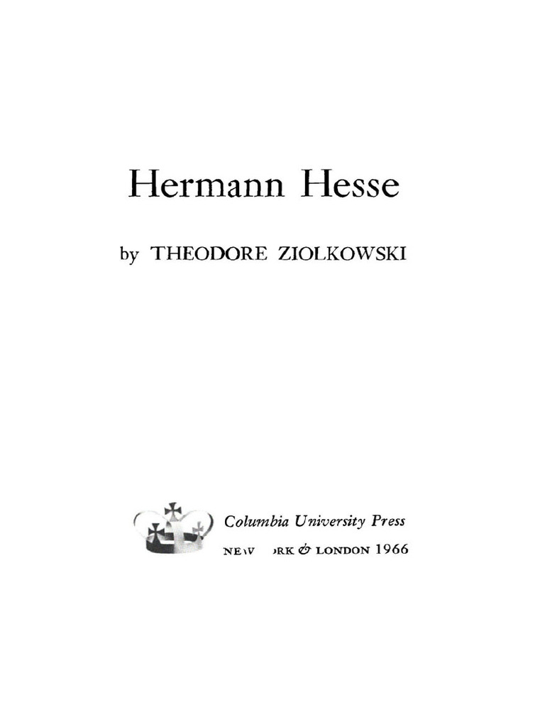 Hermann Hesse - Theodore Ziolkowski | PDF | Hermann Hesse | Jesus