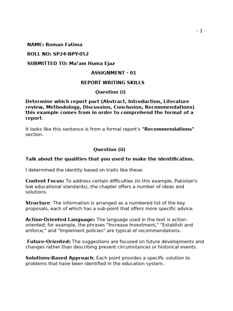 Report Writing Skills Analysis | PDF