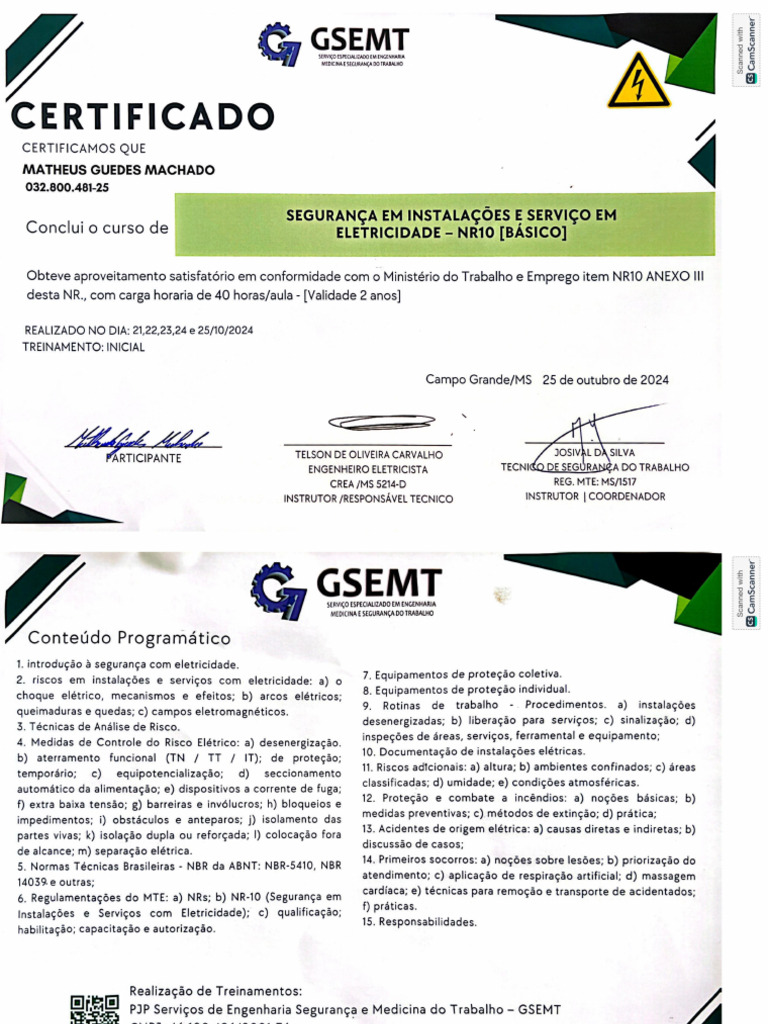 NR10 Matheus Guedes | PDF