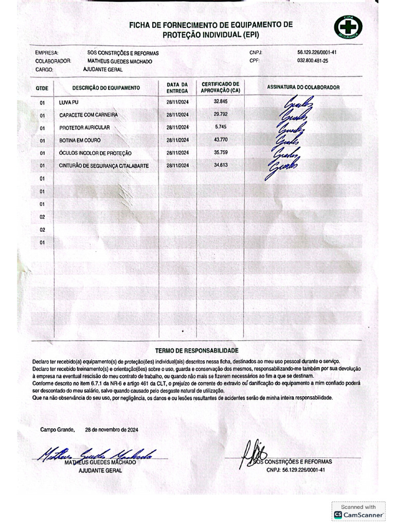 EPIs Matheus Guedes | PDF