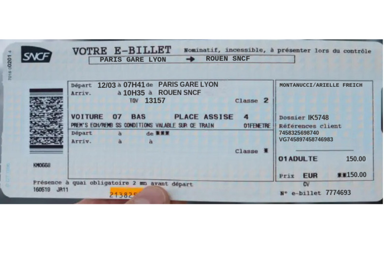 Billet de Train SNCF - Original | PDF
