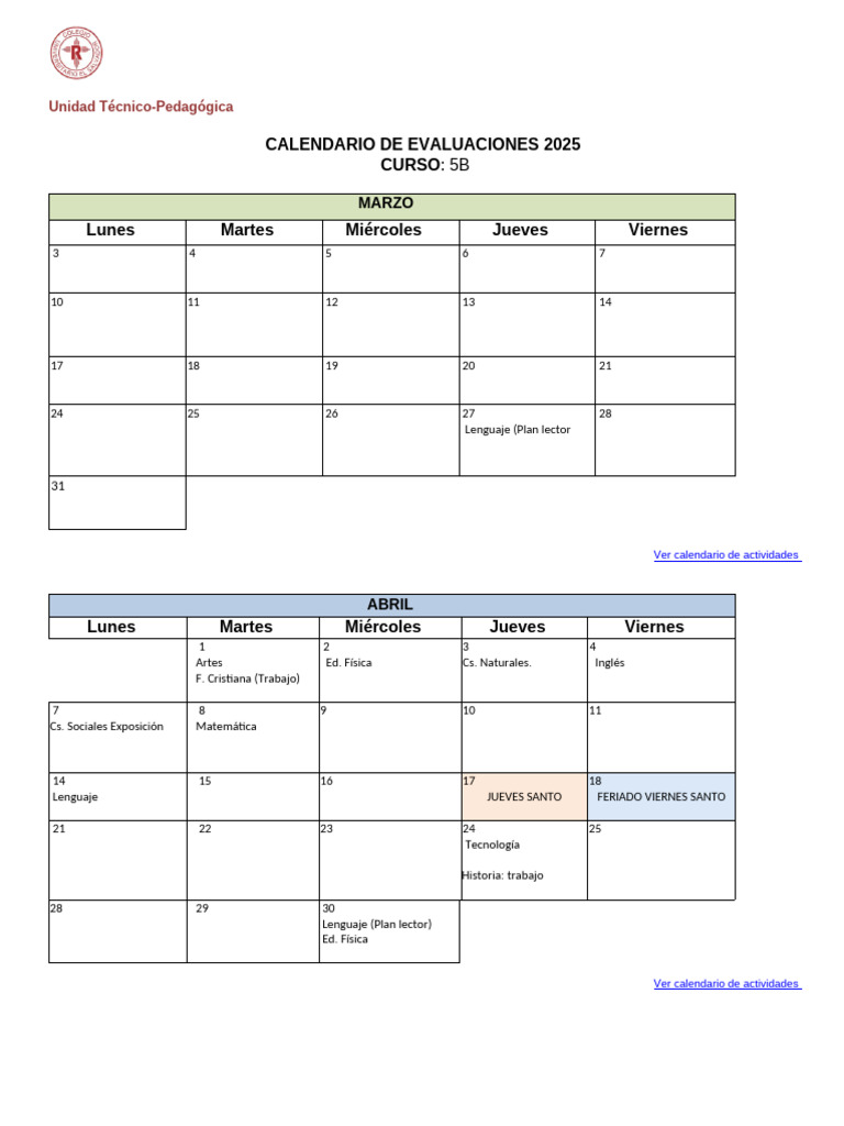 Cal Ev 5B | PDF | Calendario