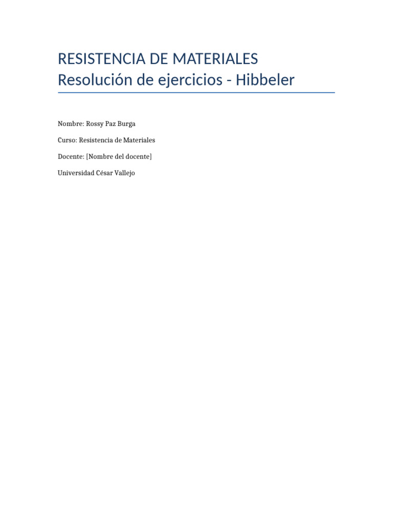 Rossy_Paz_Resistencia_Materiales_Ejercicios | PDF