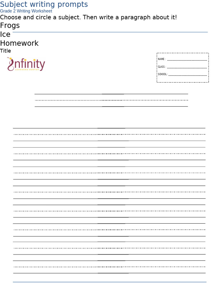 Grade 2 Writing Prompts Worksheet | PDF
