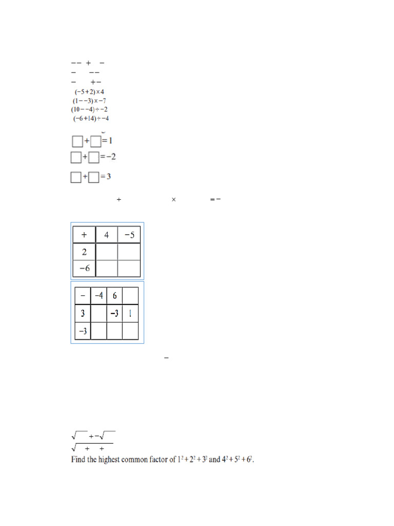 UNIT 1 (INTEGERS) | PDF