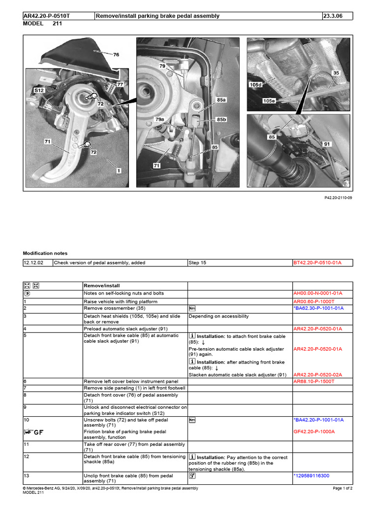 Parking Brake Pedal Assembly Guide | PDF | Brake | Motor Vehicle