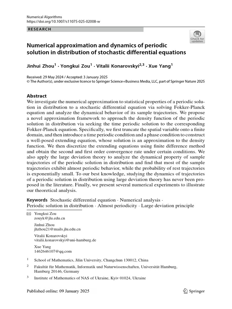 Numerical Approximation and Dynamics of Periodic Solution in Distribution of Stochastic ...
