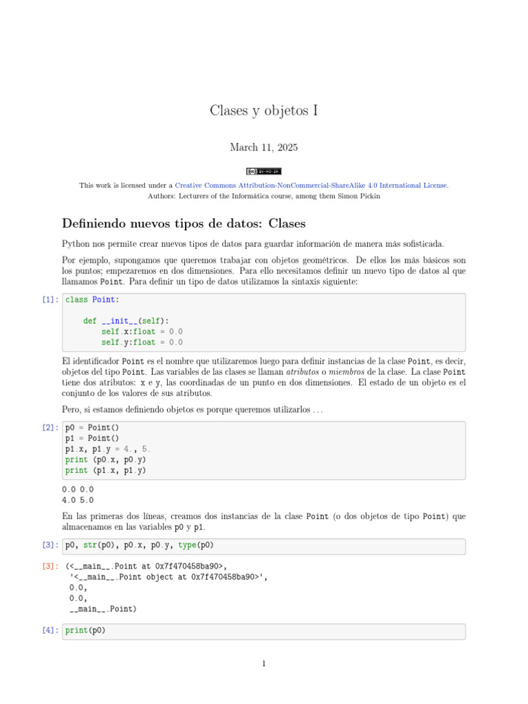 Clases I | PDF | Objeto (informática) | Python (lenguaje de programación)