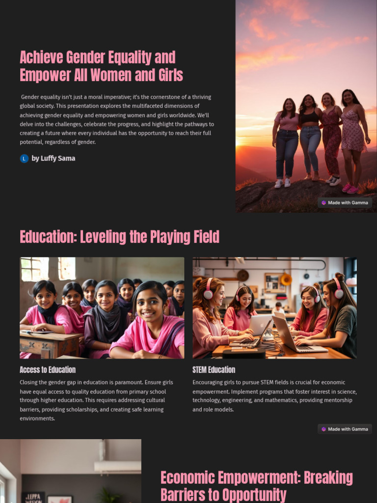 Gender Equality: Empower Women & Girls | PDF | Gender Studies | Gender ...