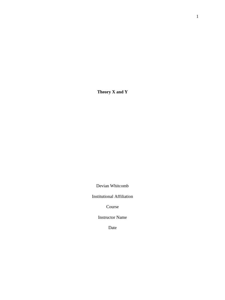 Devian Theory X and Y.edited | PDF | Business | Psychology