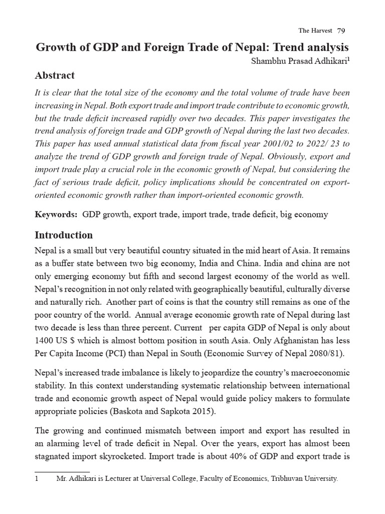 Growth of GDP and Foreign Trade of Nepal Trend Analysis | PDF ...