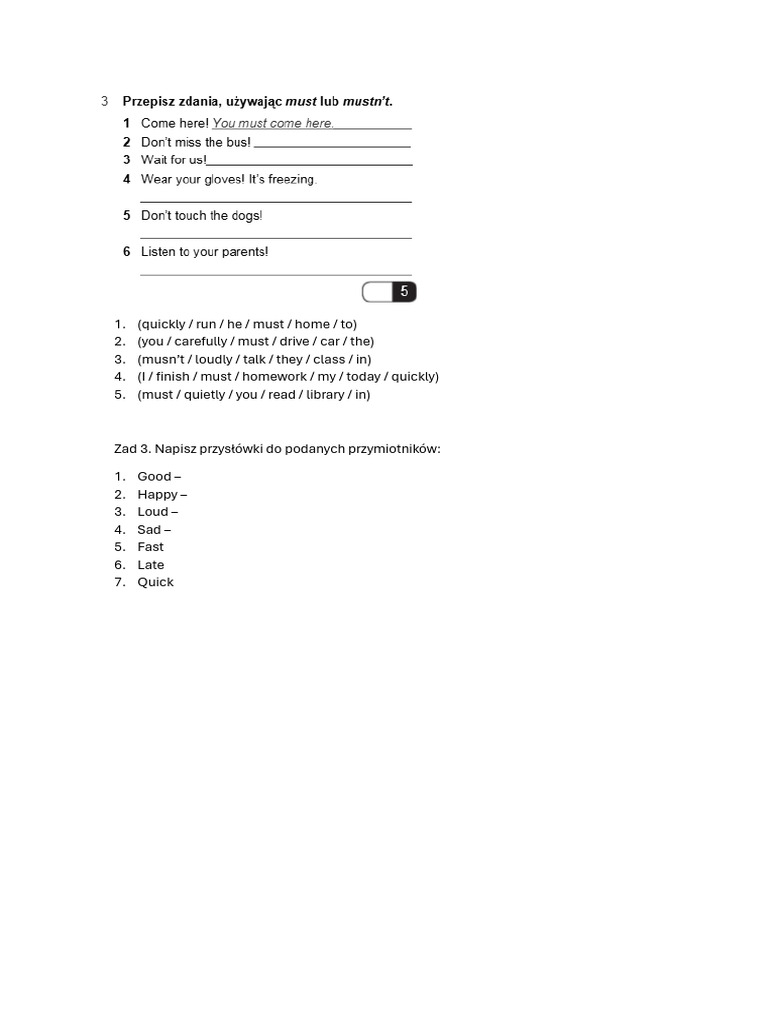 Adverbs and Sentence Structure Exercises | PDF