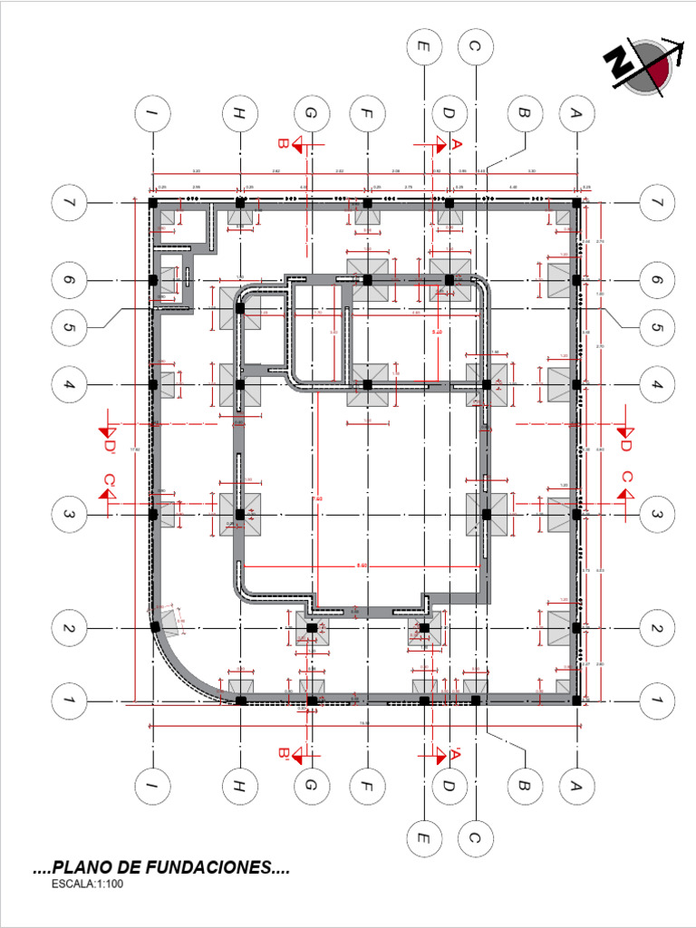 Plano de Fundaciones.... : ESCALA:1:100 | PDF