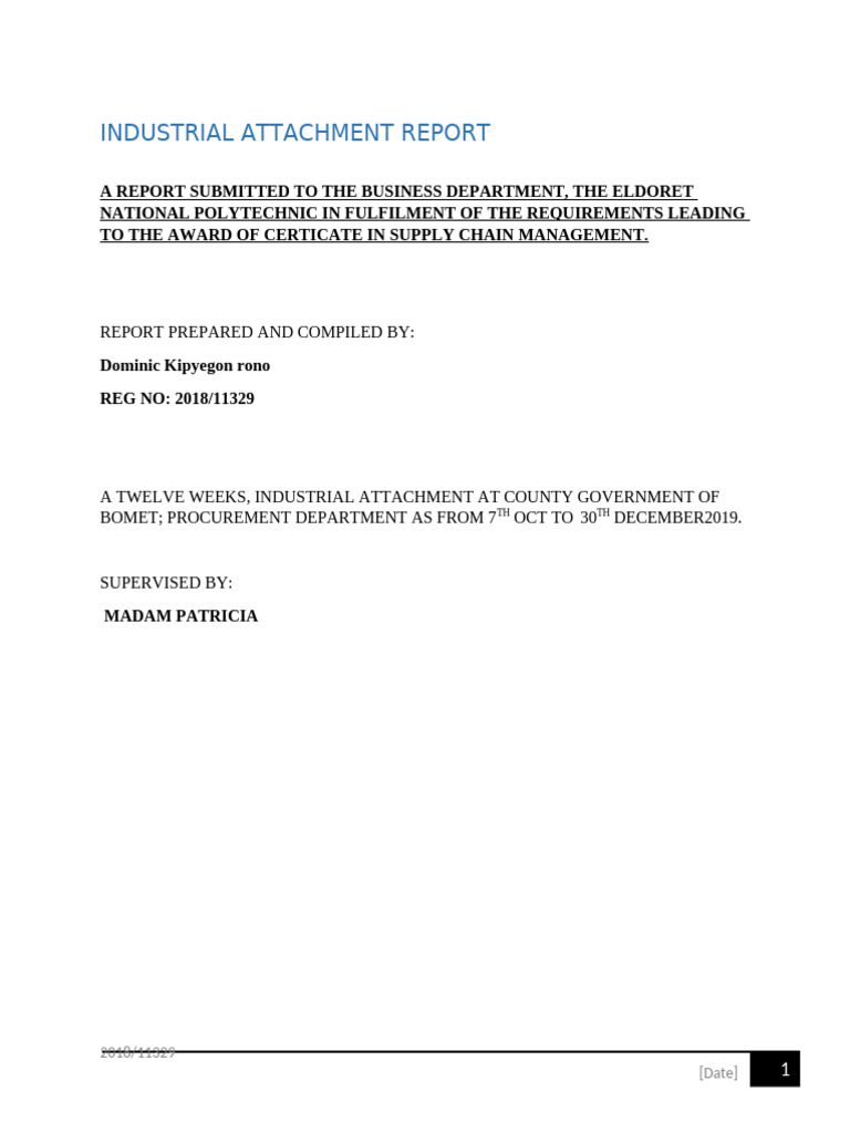 Bomet County Procurement Attachment Report | PDF | Procurement | Business