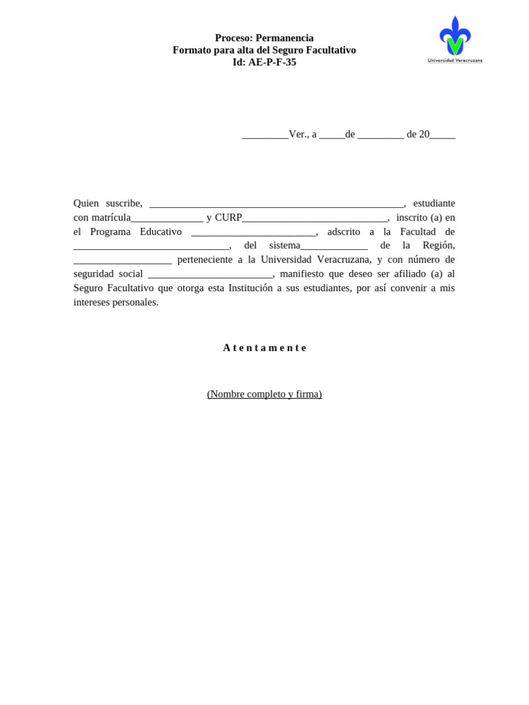 Ae P F 35 Formato Alta Seguro Facultativo v2 | PDF