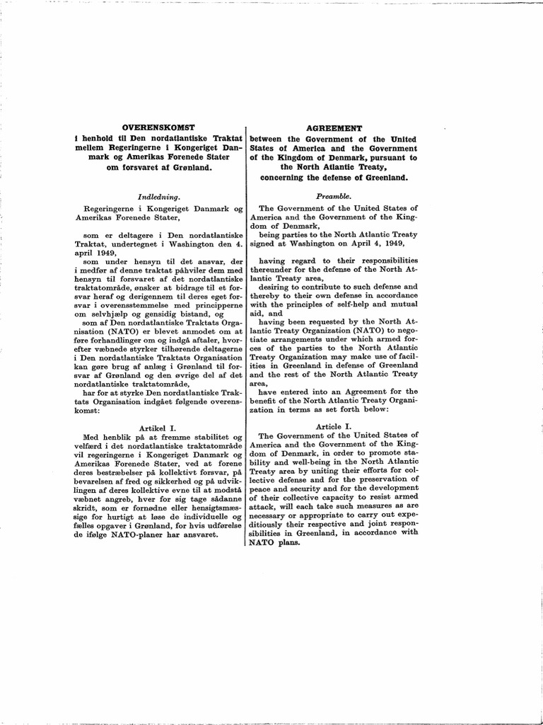 1951 Agreement Between The U.S. and The Kingdom of Denmark | PDF
