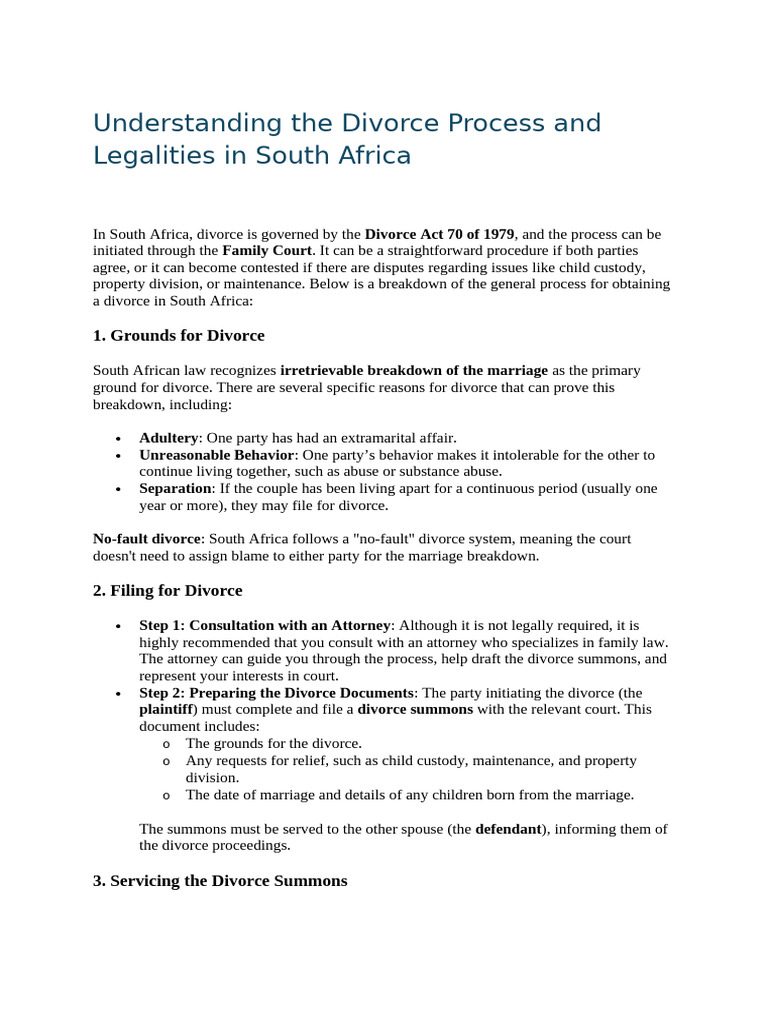 Understanding The Divorce Process and The Legalities in South Africa ...
