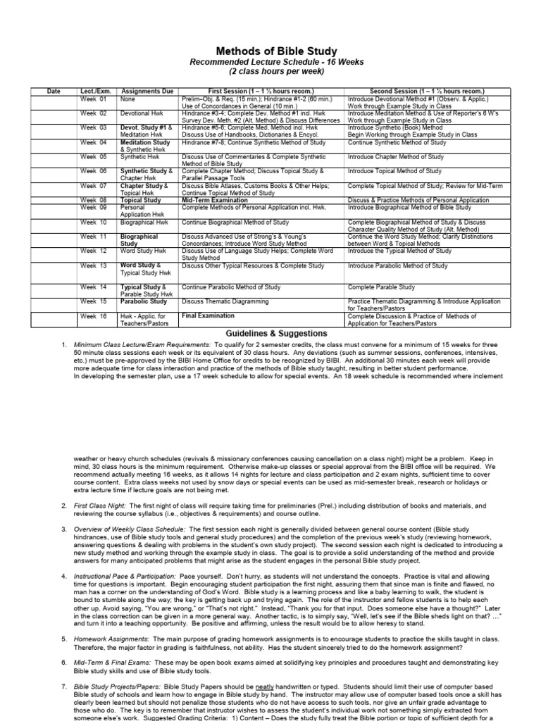 MBS - Recommended 16 Week Lecture Plan | PDF | Homework