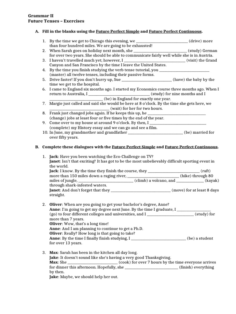 Grammar II - Future Tenses | PDF