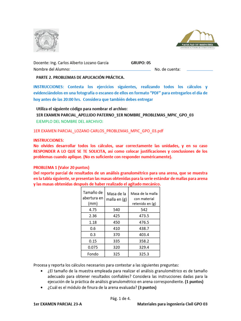 1er parcial 2023-A PROBLEMAS MPIC | PDF | Hormigón | Materiales de construcción