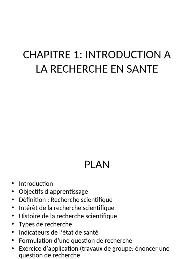 Introduction à la recherche en santé | PDF
