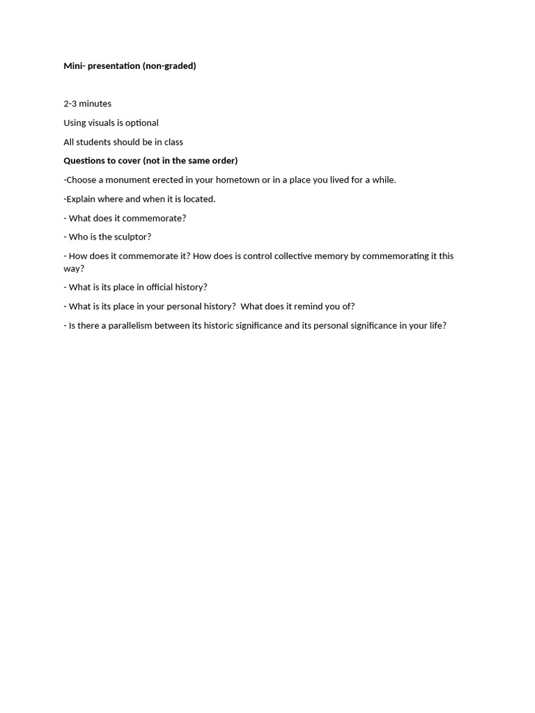 Eng 211 Non-Graded Mini Presentation Taskts | PDF