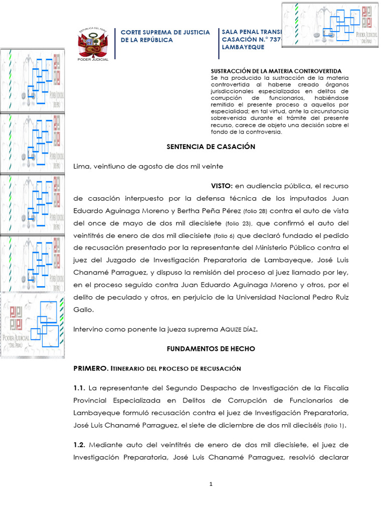 Sentencia de Casación: Corte Suprema de Justicia de La República Sala Penal Transitoria CASACIÓN ...