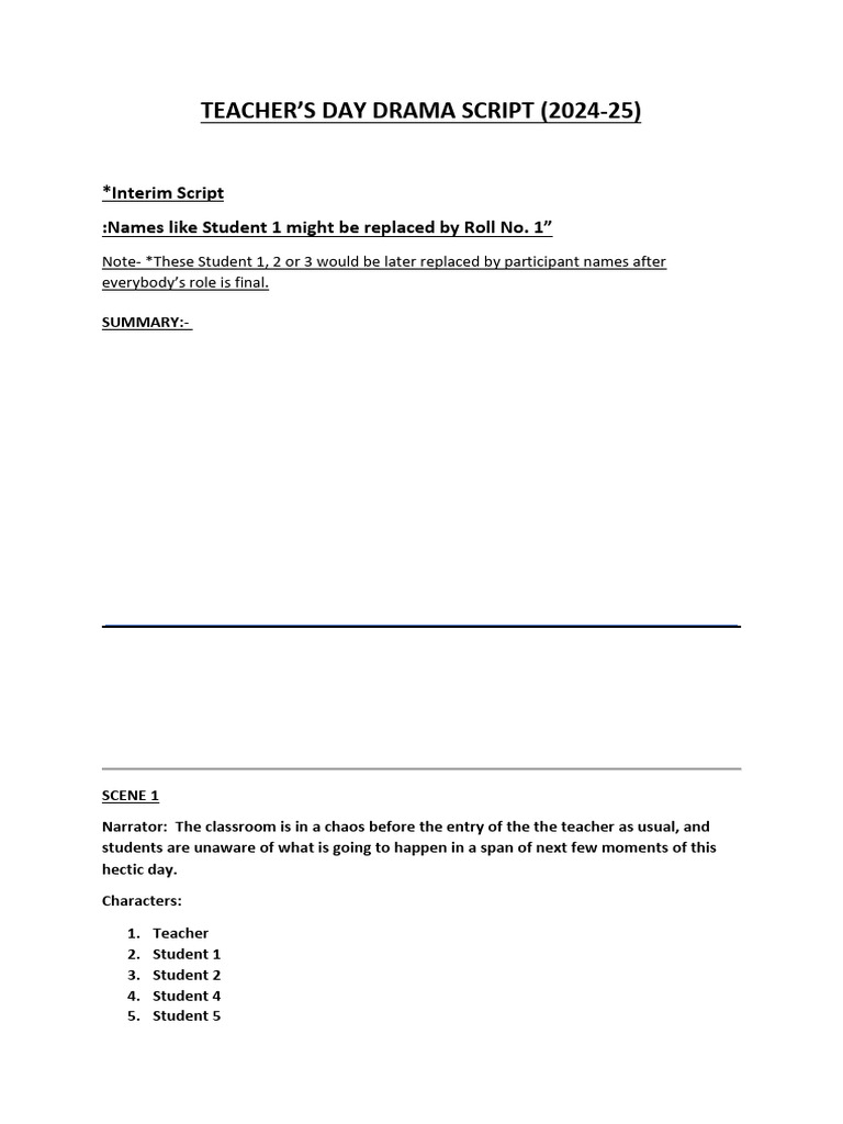 Teacher's Day Comedy Drama Script | PDF