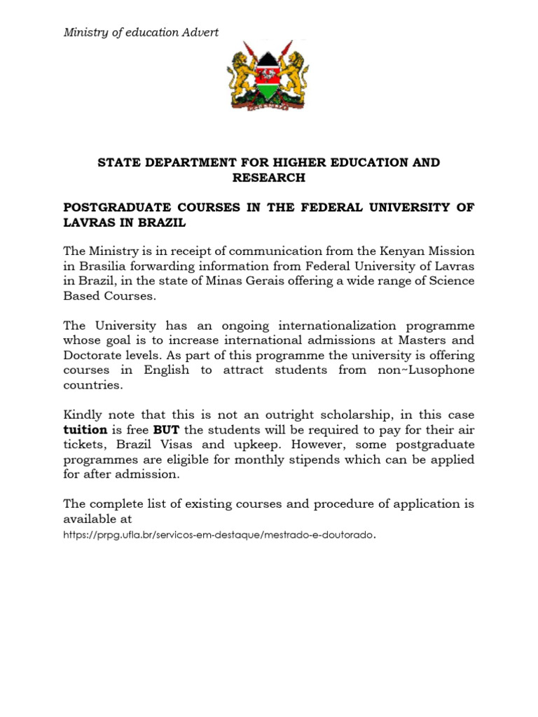 Postgraduate Courses at UFLA, Brazil | PDF
