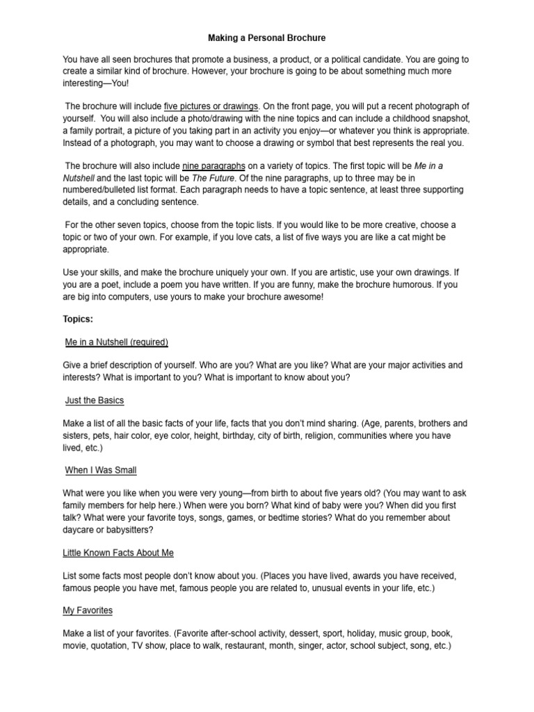 Personal Brochure Intro | PDF