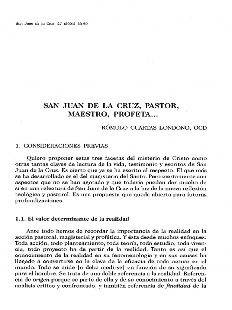 San Juan de La Cruz Pastor Maestro Profeta | PDF | Jesús | Dios