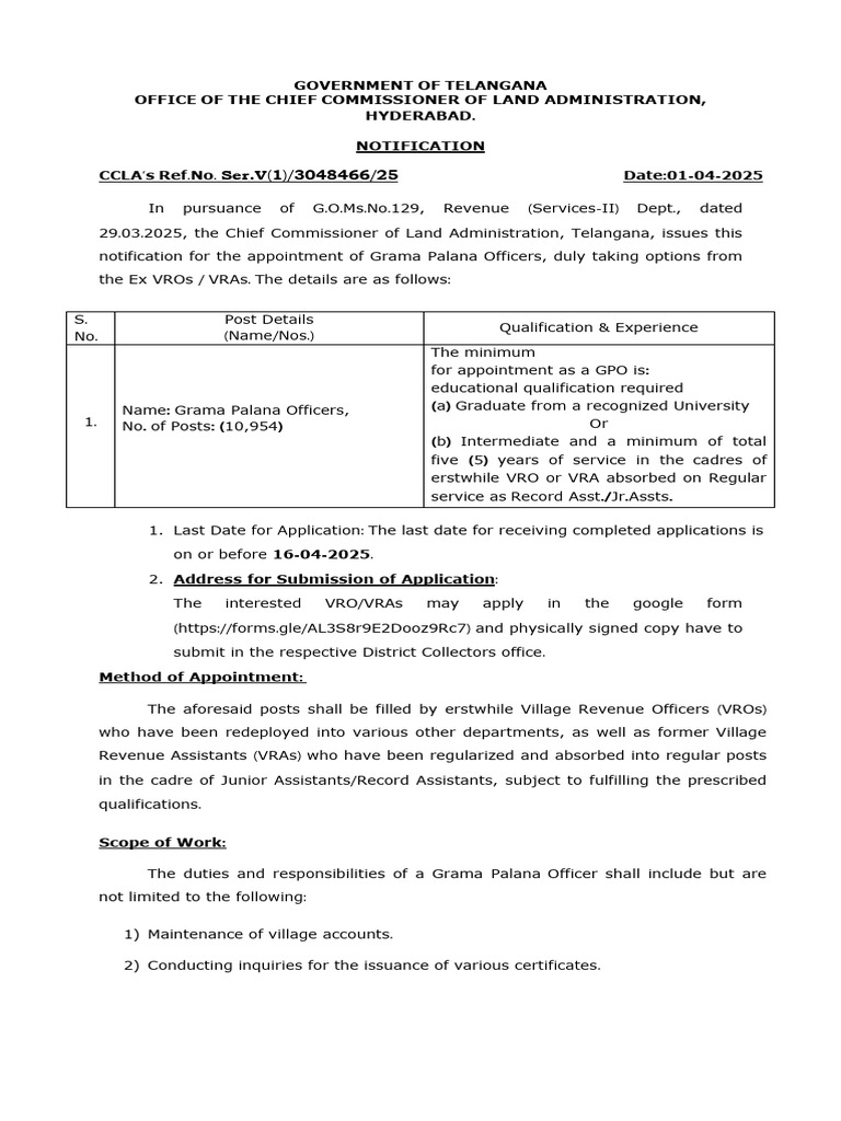 VRO VRA Appointment Guidelines | PDF